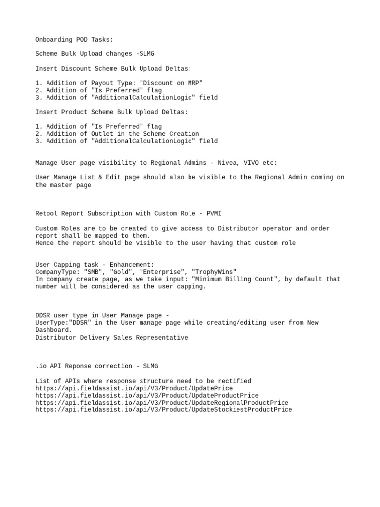 Onboarding POD Tasks | PDF