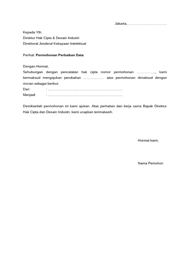 Surat Permohonan Perbaikan Data | PDF