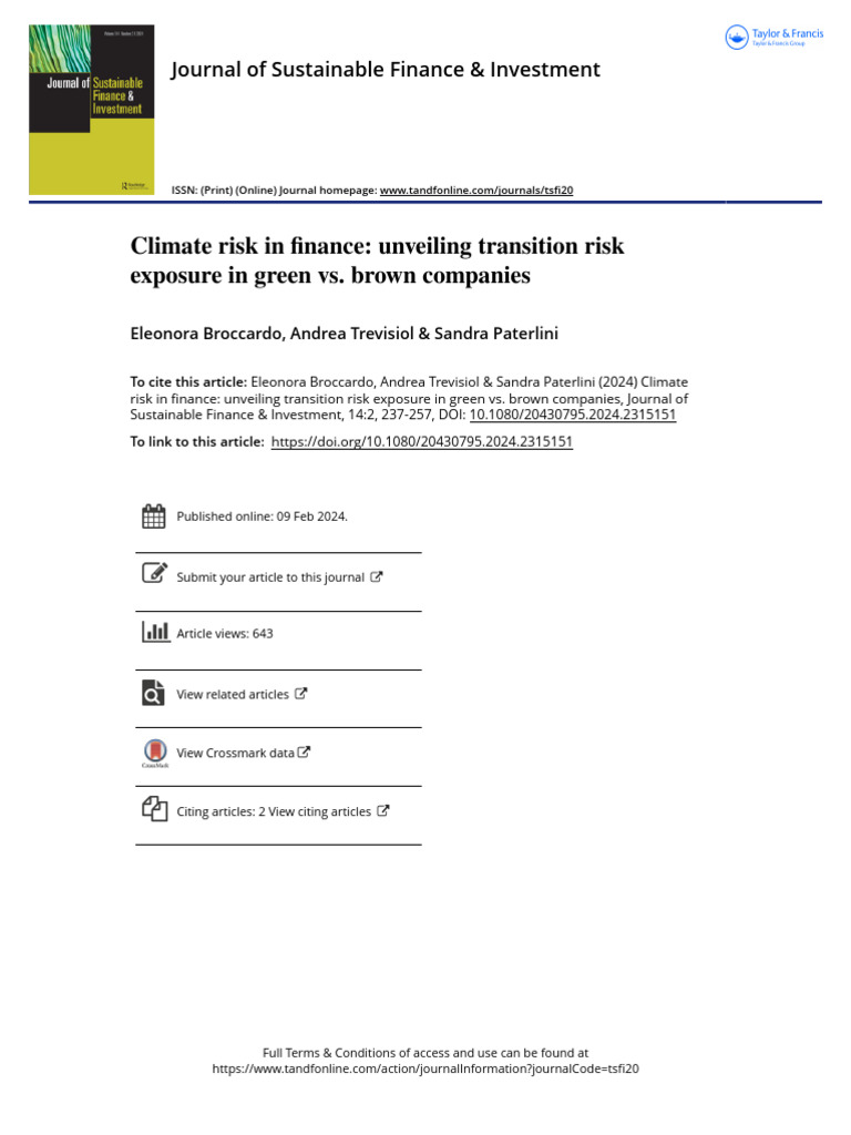 Climate Risk in Finance Unveiling Transition Risk Exposure in Green vs ...