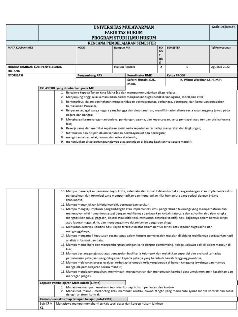 RPS Hukum Jaminan | PDF