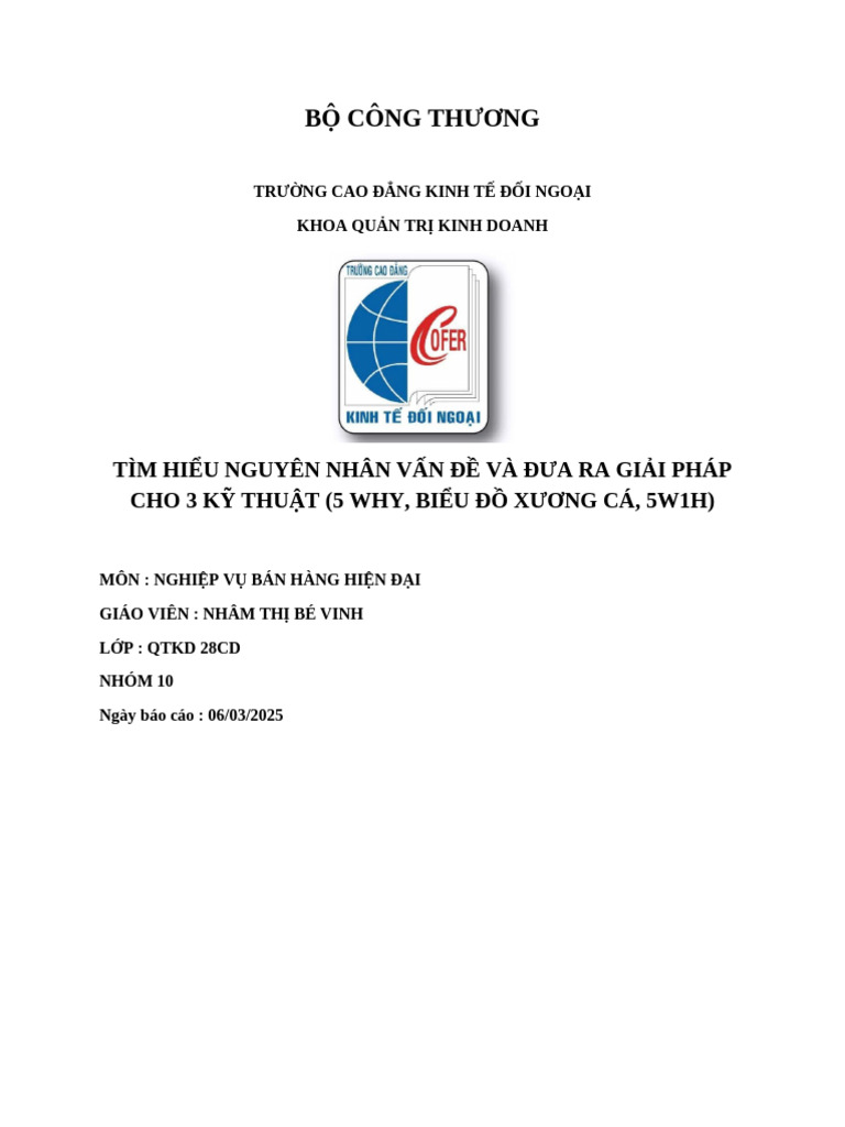 CĐQTKD28CD Nhom10 Baitieuluannhom | PDF