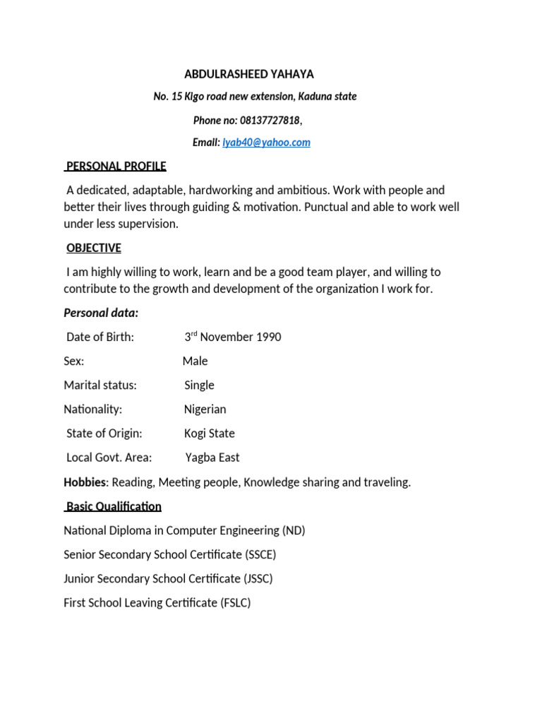 Abdulrasheed CV | PDF