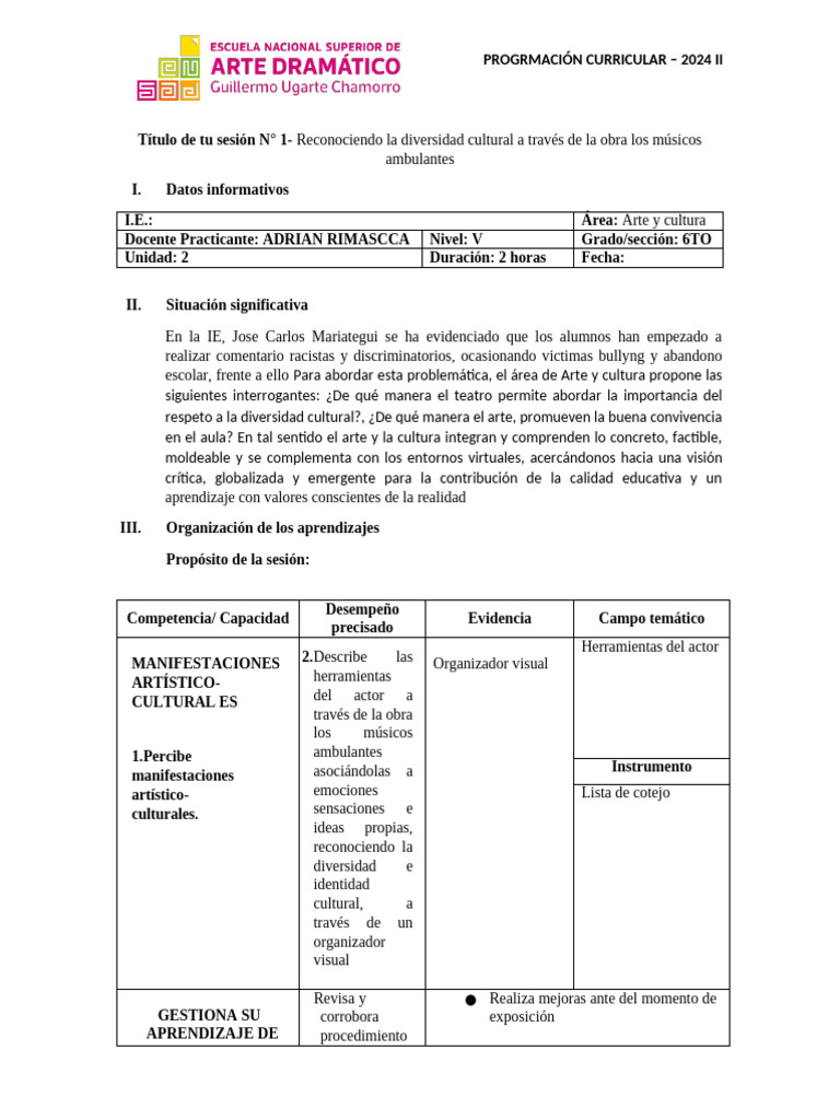 Observacion Esquema de Sesion de Aprendizaje | PDF | Metacognición | Maestros
