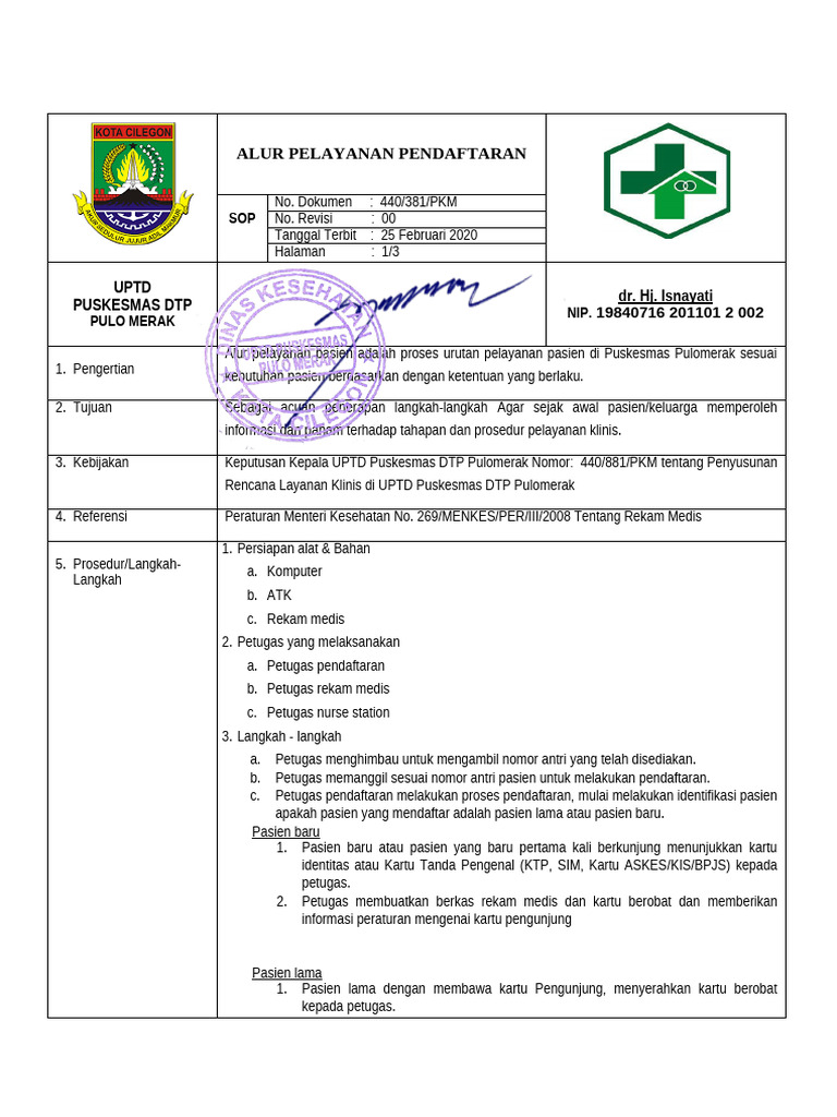 SOP alur pelayanan rm | PDF