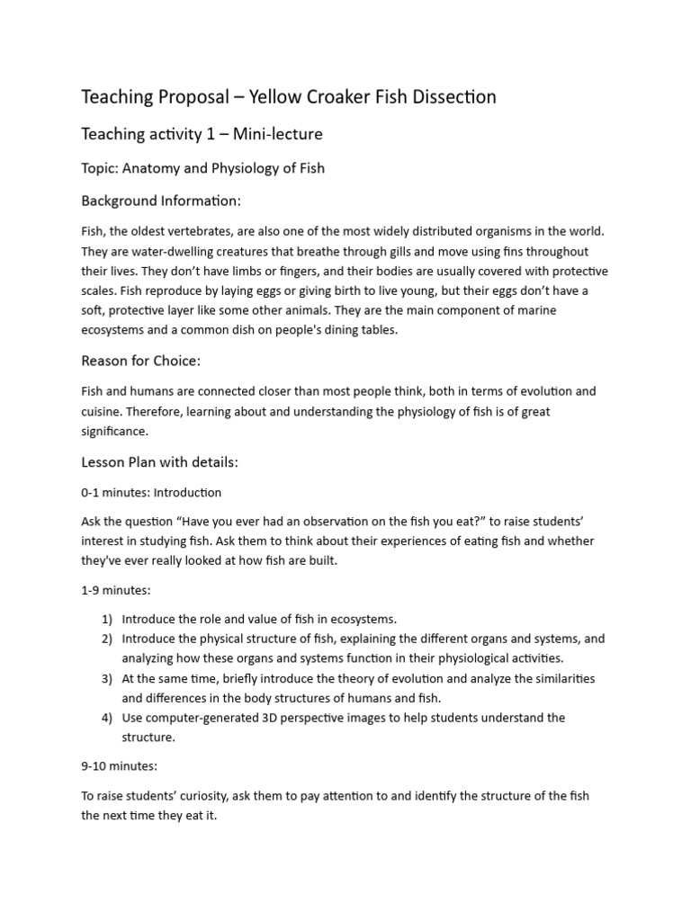 3110 Proposal-HU Yutao 20945490 | PDF | Fish | Fin