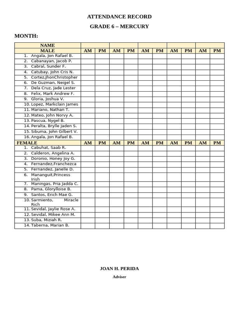 CLASS RECORD | PDF
