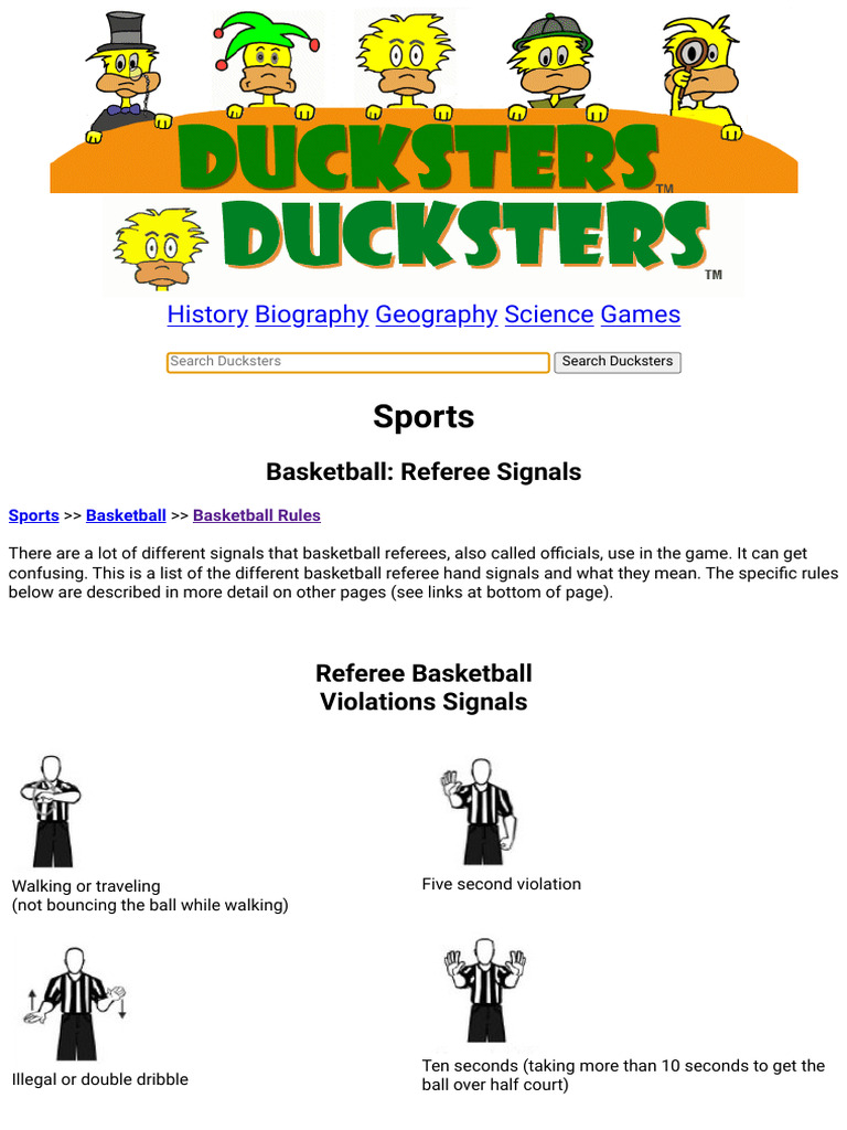 Basketball Referee Hand Signals Guide | PDF | Sports | Ball Games
