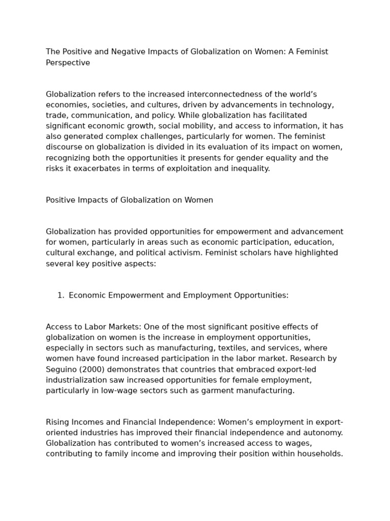 Gender and Globalisation | PDF | Globalization | Gender Studies