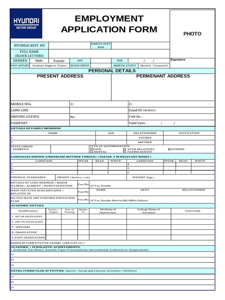 Employment Application Form Details | PDF | Qualifications | Educational Stages
