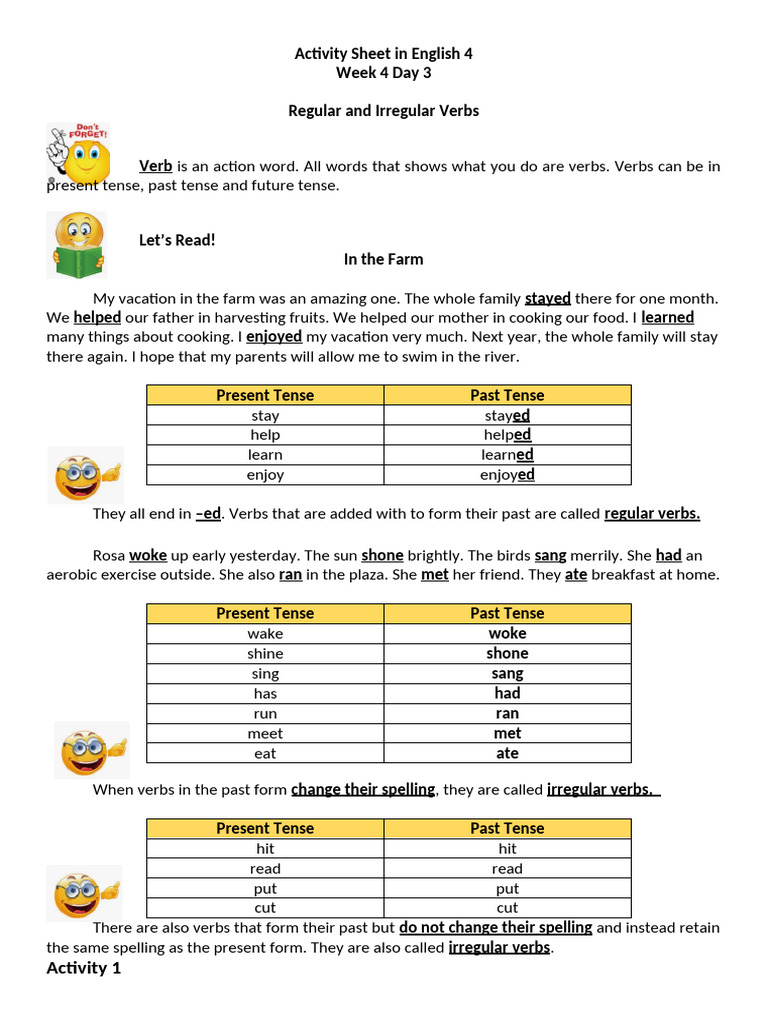 Regular and Irregular Verbs Guide | PDF | Grammatical Tense | Linguistics