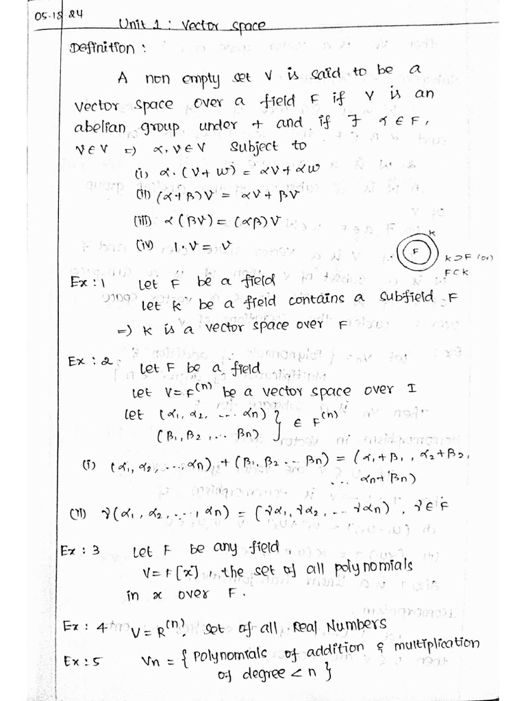 Unit 1 Linear Algebra Important Questions | PDF