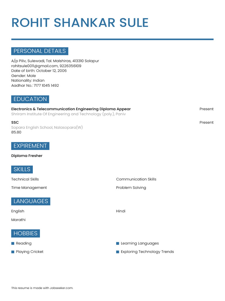 Resume Rohit Shankar Sule (11).pdf | PDF