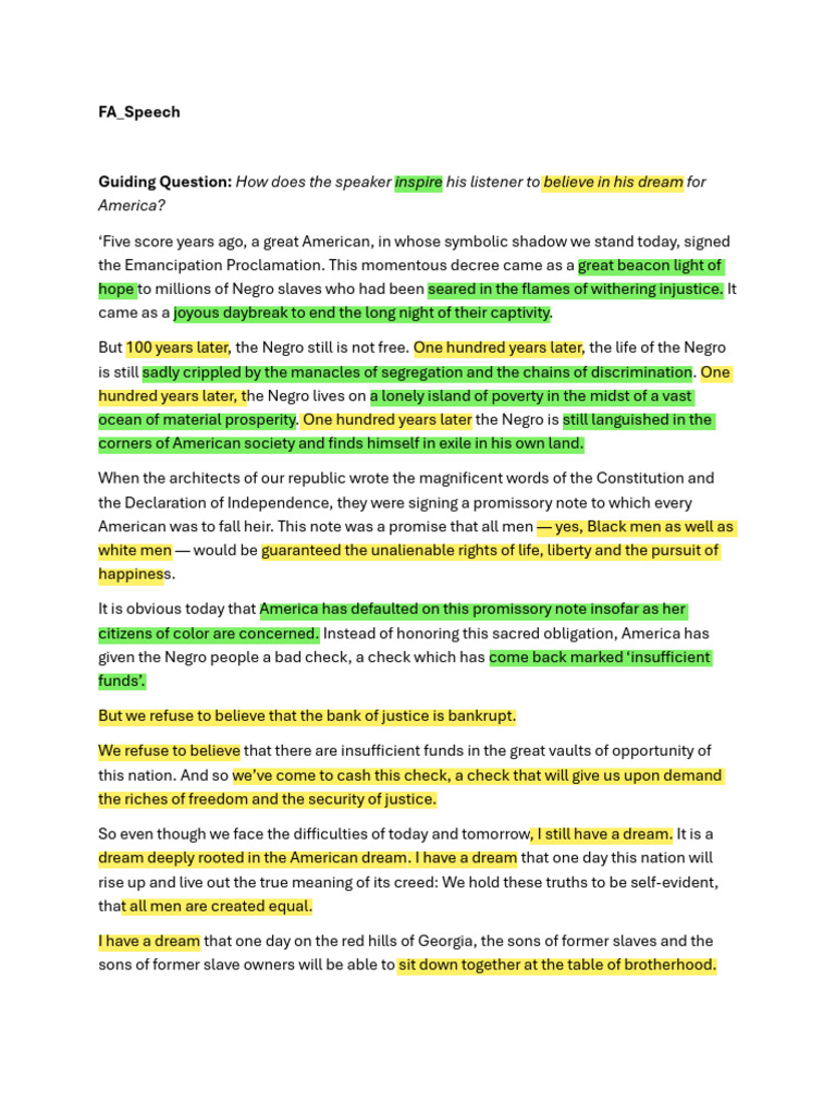 English IBDP Speech Paper 1 (Martin Luther - I Have A Dream) | PDF ...