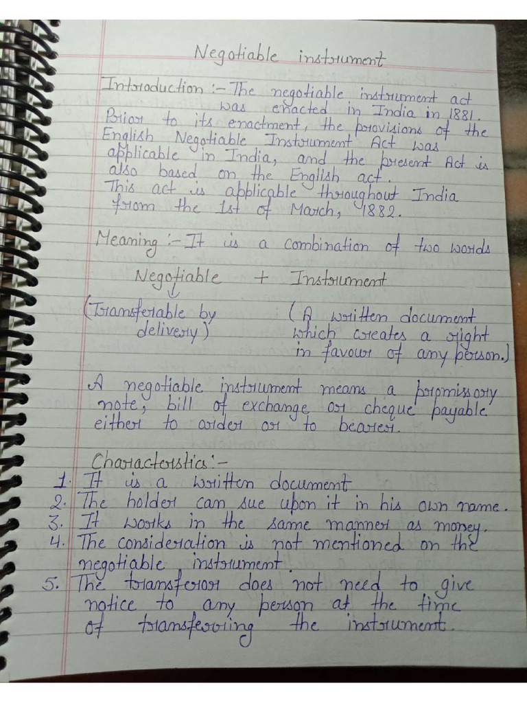 Negotiable Instrument Act, 1882 | PDF