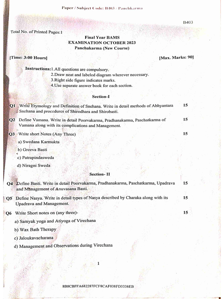 Panchakarma Final Papers | PDF