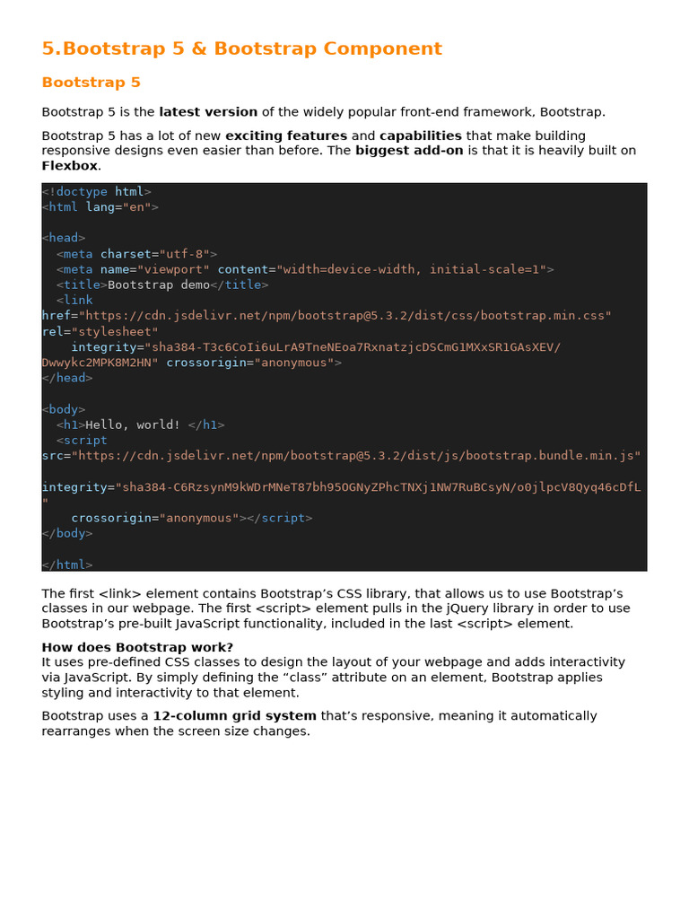 Day 5. Bootstrap 5 & Bootstrap Component | PDF | Bootstrap (Front End ...