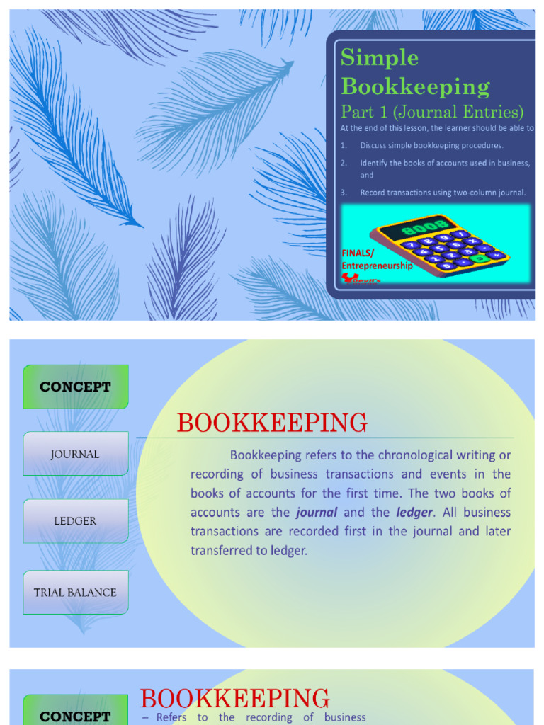 Concepts of Simple Bookkeeping Part 1 - Journal Entries-1-1-1 | PDF