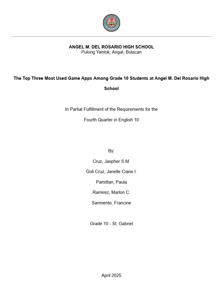 Research Outline-Chapter 1 - 3- Sample - Draft for AMDRHS G10-2 | PDF ...