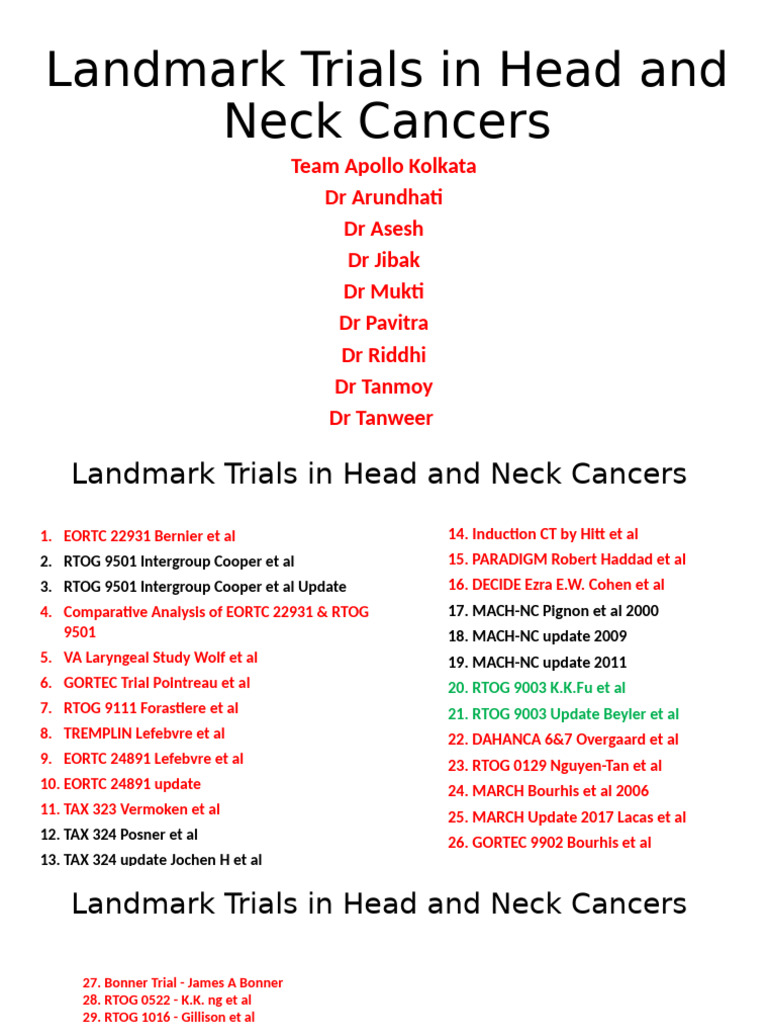 Landmark Trials in Head and Neck Cancer | PDF | Head And Neck Cancer ...