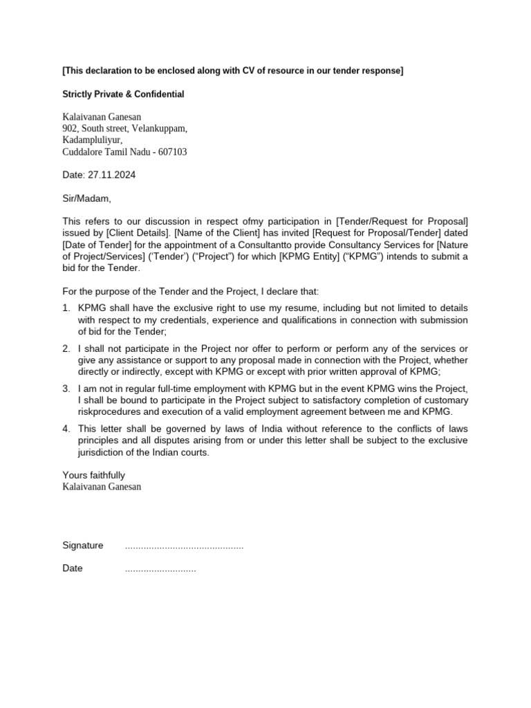 G&PS - Confirmation Letter - Future Employees of KPMG | PDF