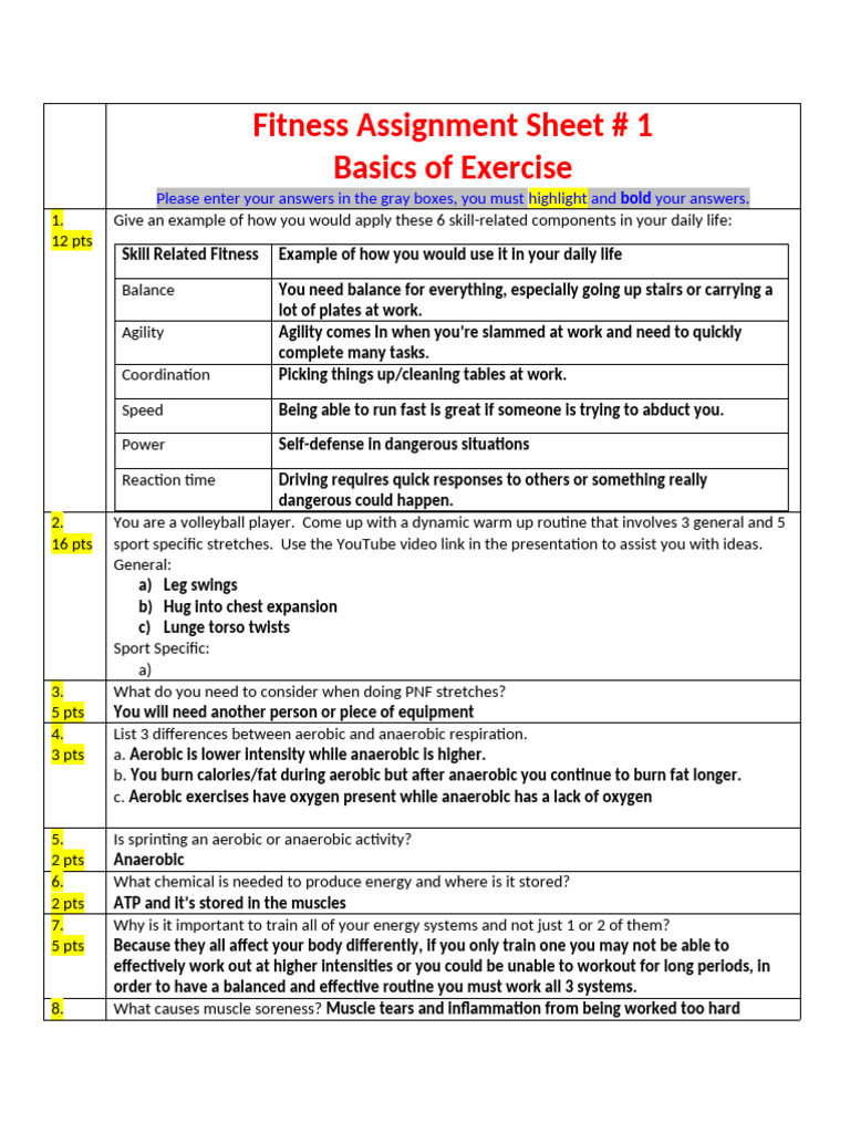 Basics of Exercise Assignment | PDF | Physical Fitness | Aerobic Exercise