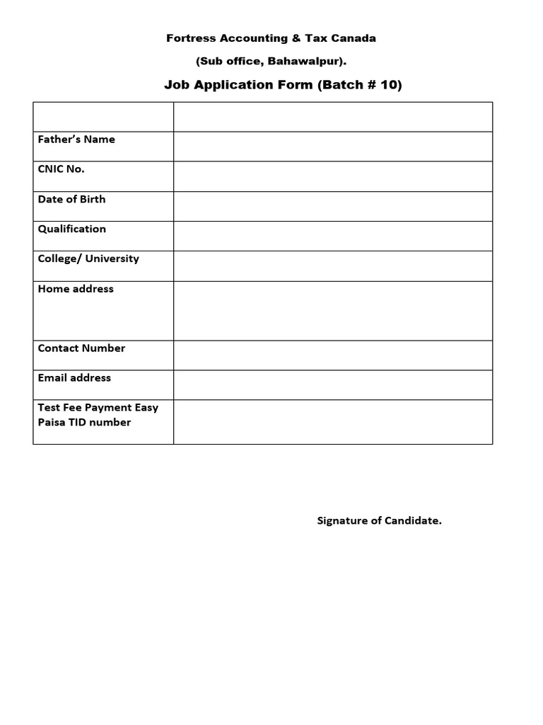 Application Form Batch 10 | PDF