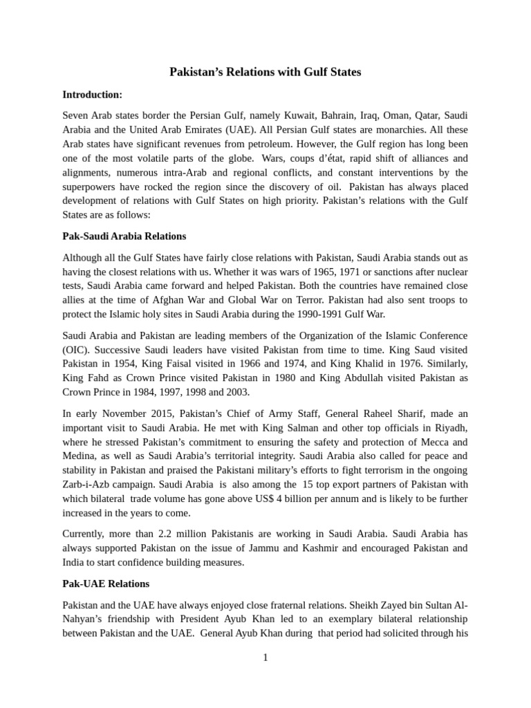 Pakistan's Strategic Ties with Gulf States | PDF | Gulf Cooperation ...
