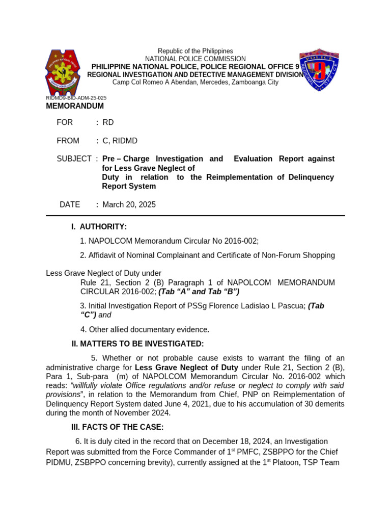 Pre Charge Evaluation Report | PDF