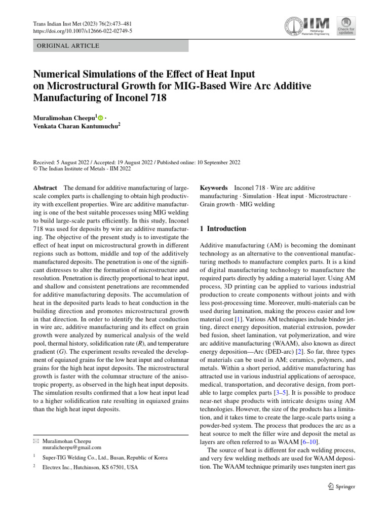 Numerical Simulations of the Effect of Heat Input on Microstructural ...