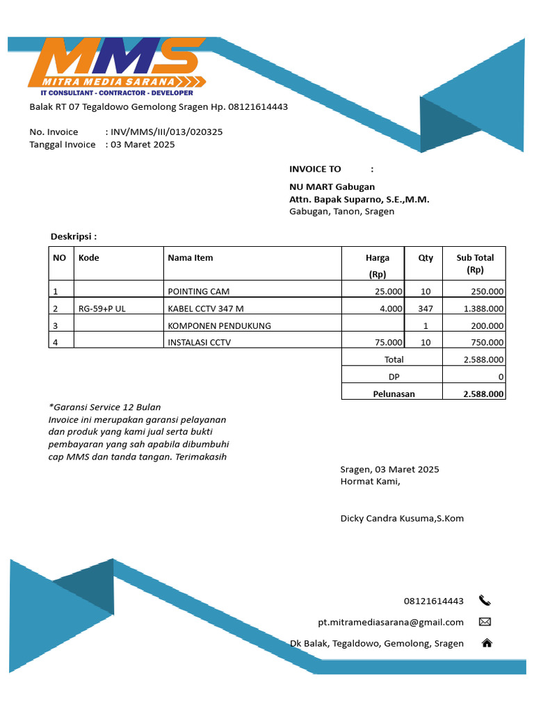 Invoice Nu Mart Lantai2 | PDF