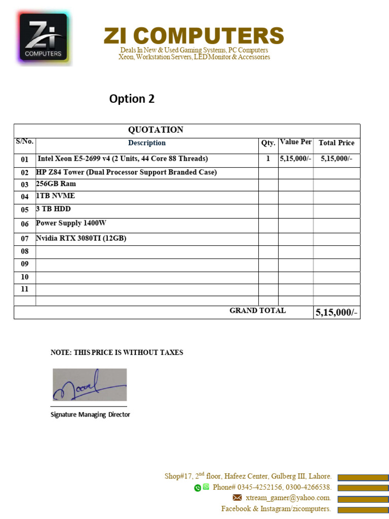 Zi Computers: Option 2 | PDF
