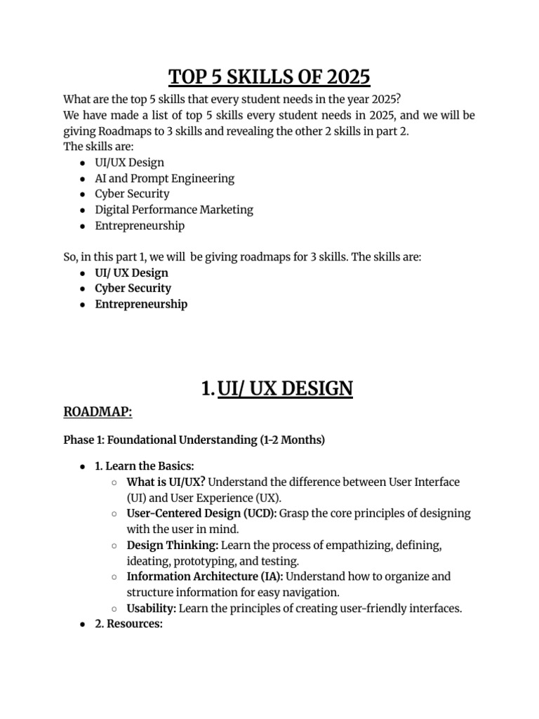 Top 5 Skills For 2025 - Part 1 | PDF | User Interface Design | Computer ...