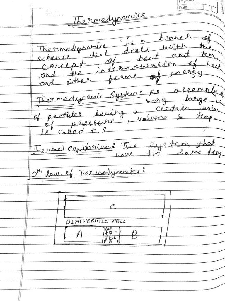 Thermodynamics Handwritten Notes | PDF