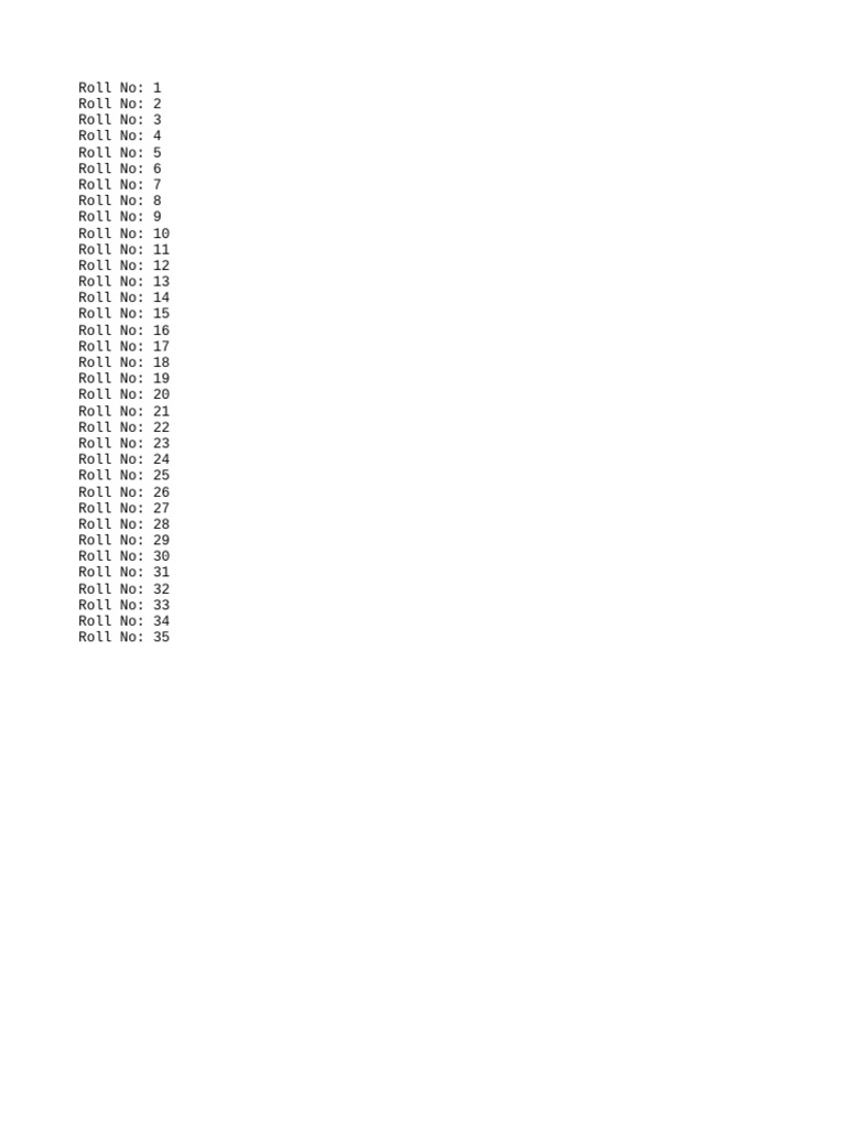 Roll Numbers | PDF
