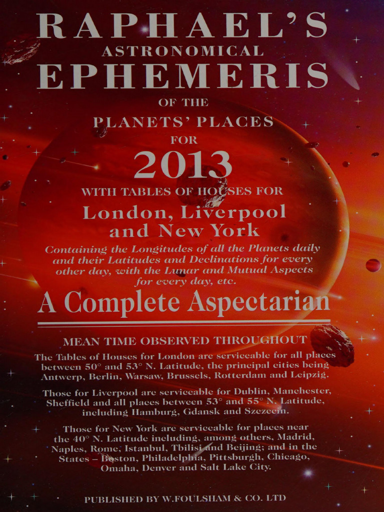 Raphael Ephemeris 2013 | PDF | Minute And Second Of Arc | Astronomy