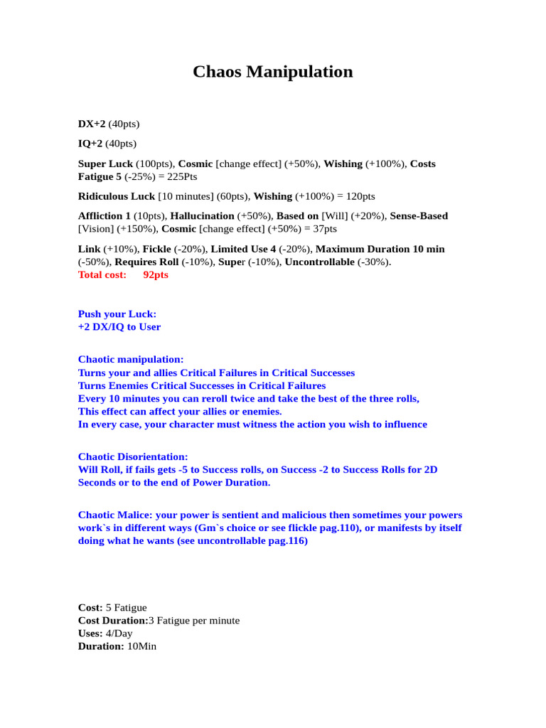 Chaos Manipulation | PDF