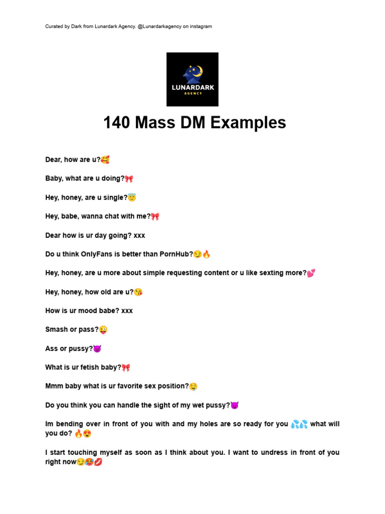 140 Flirty DMs for Adult Engagement | PDF