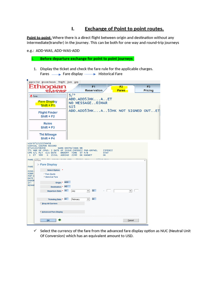 Point-to-Point Flight Exchange Guide | PDF | Fare | Fee