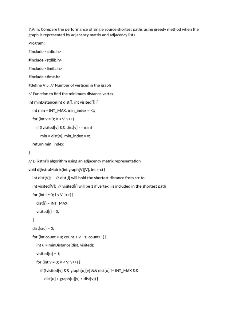 Program 7-Single Source Shortest Path | PDF | Vertex (Graph Theory ...