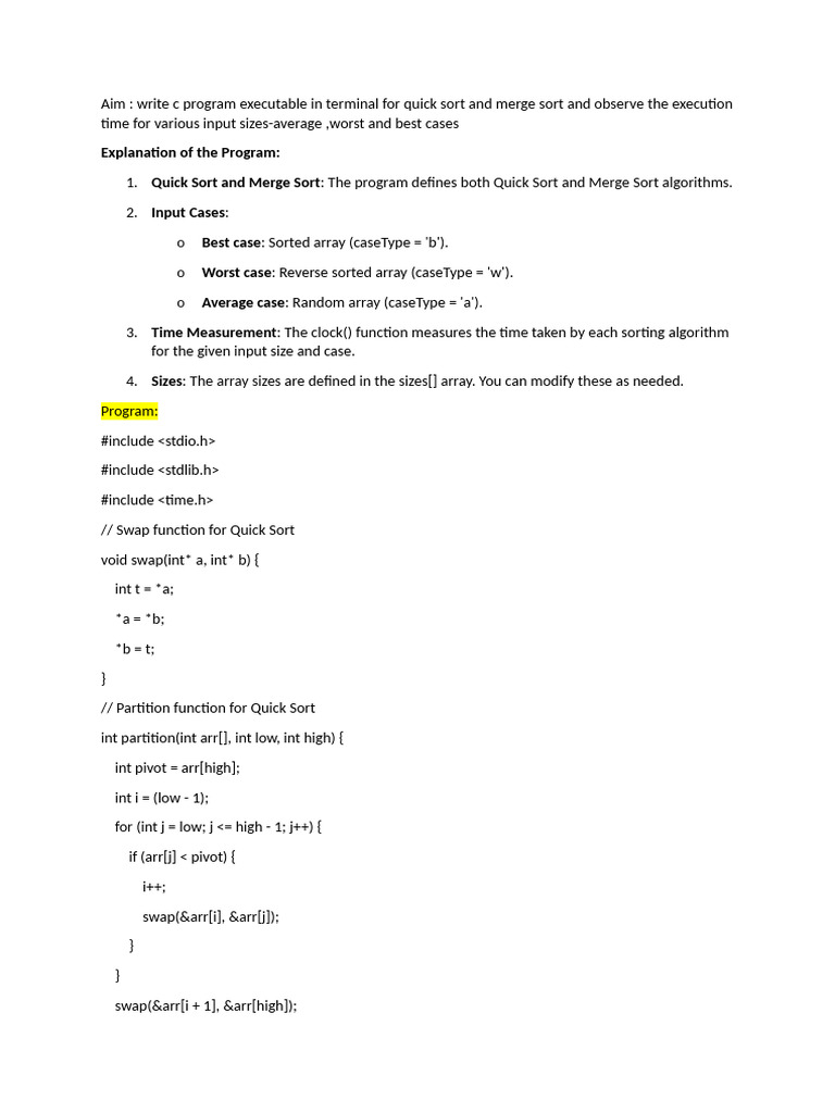 Quicksort And Merge Sort Pdf Algorithms And Data Structures