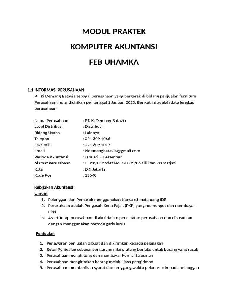 Modul Praktek Komputer Akuntansi | PDF