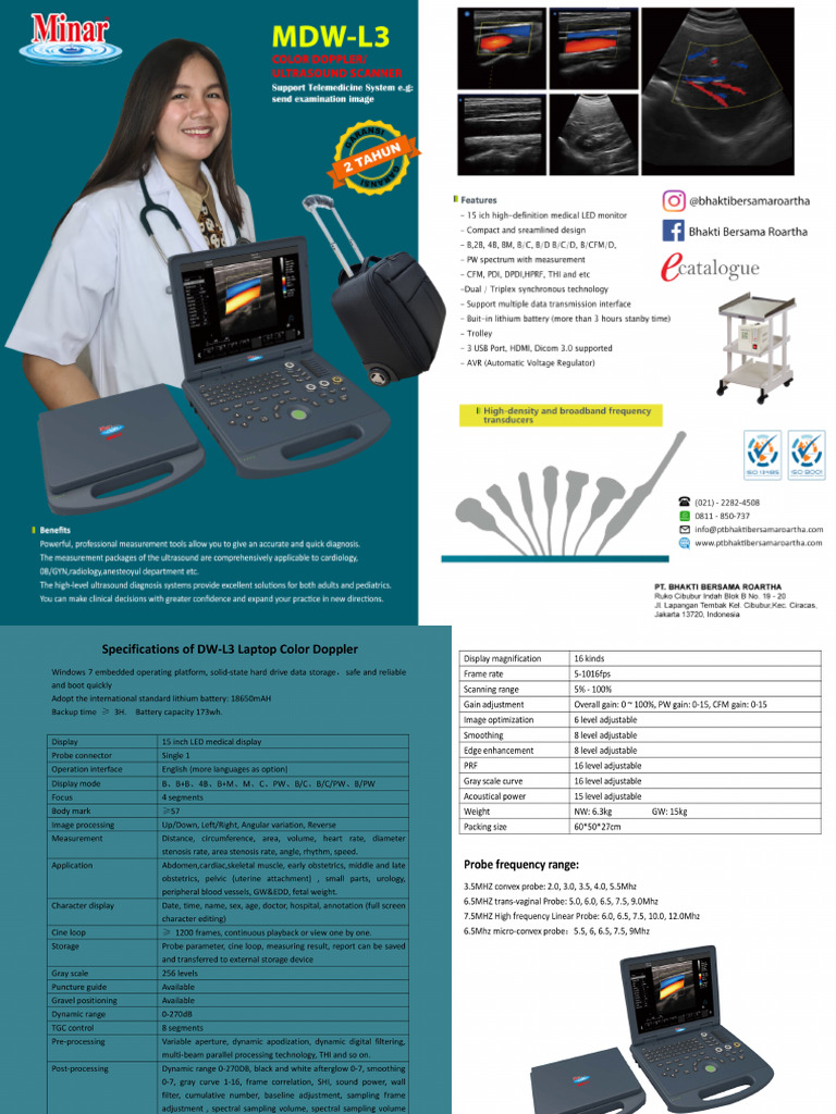MINAR Color Ultrasonic Diagnostic Apparatus MDW-L3 | PDF