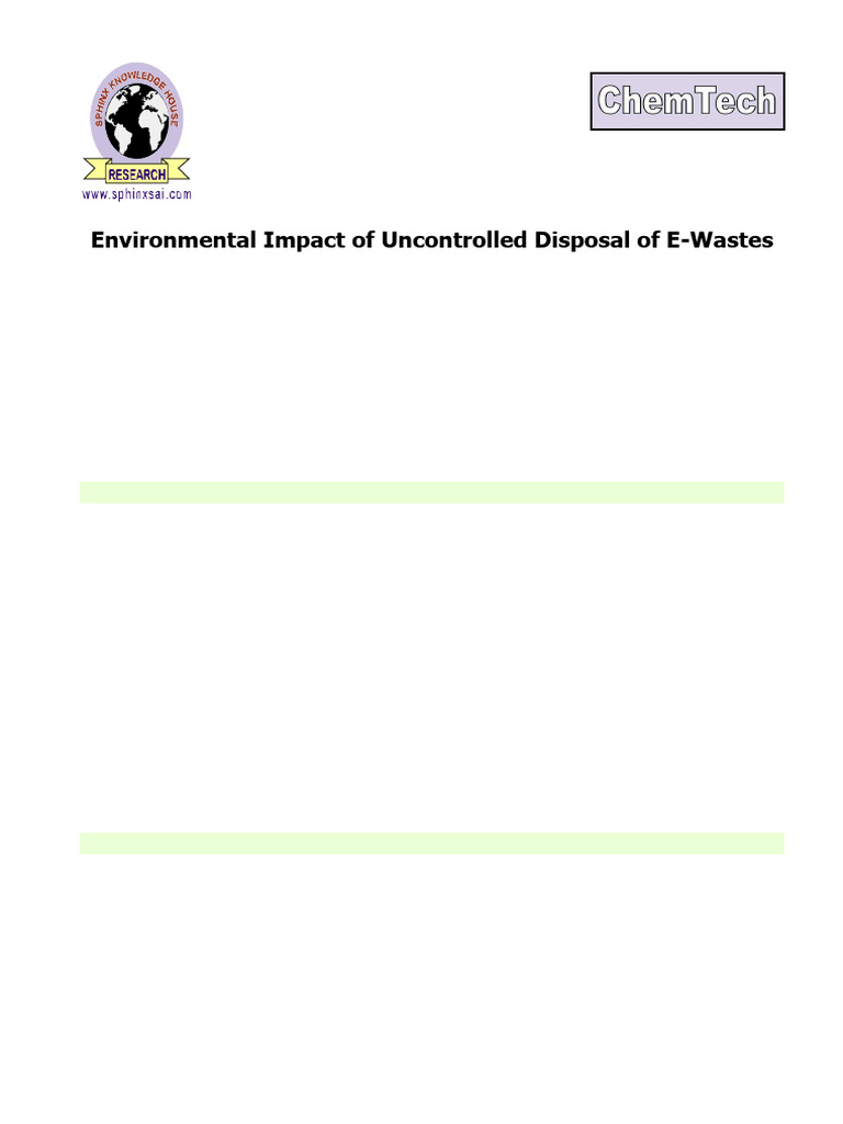 E-Waste Disposal: Environmental Hazards | PDF | Electronic Waste | Waste