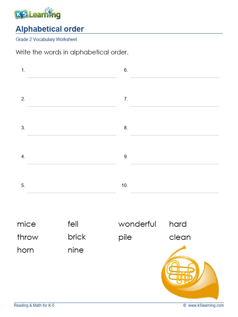 Grade 2 Alphabetical Order Worksheet | PDF