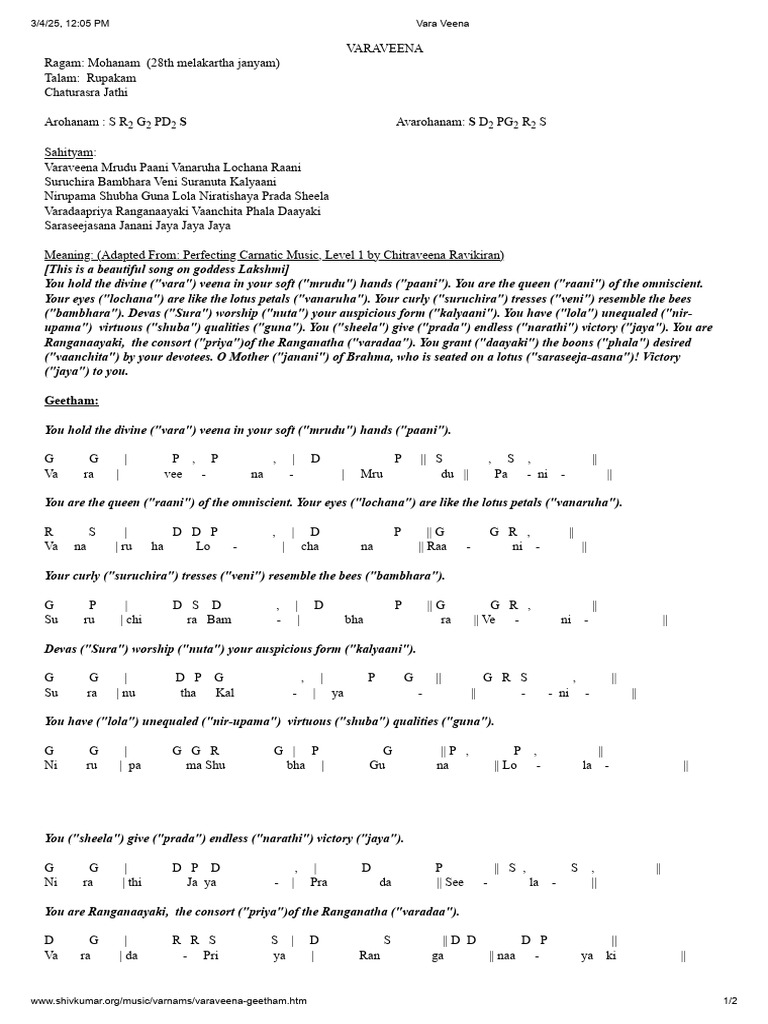 Vara Veena Geetham | PDF | Hindu Deities | Hindu Gods