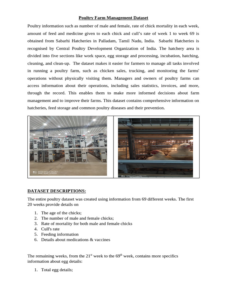 Poultry Farm Management Dataset | PDF | Poultry Farming | Chicken