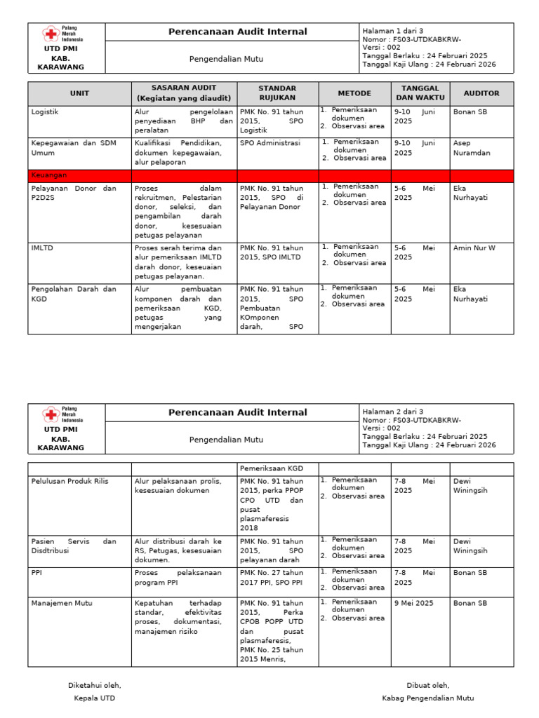 PERENCANAN AUDIT INTERNAL | PDF