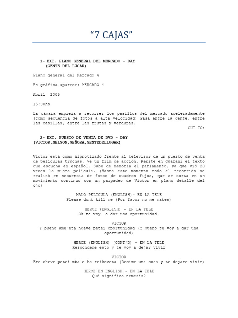 7 Cajas - Guion Final | PDF