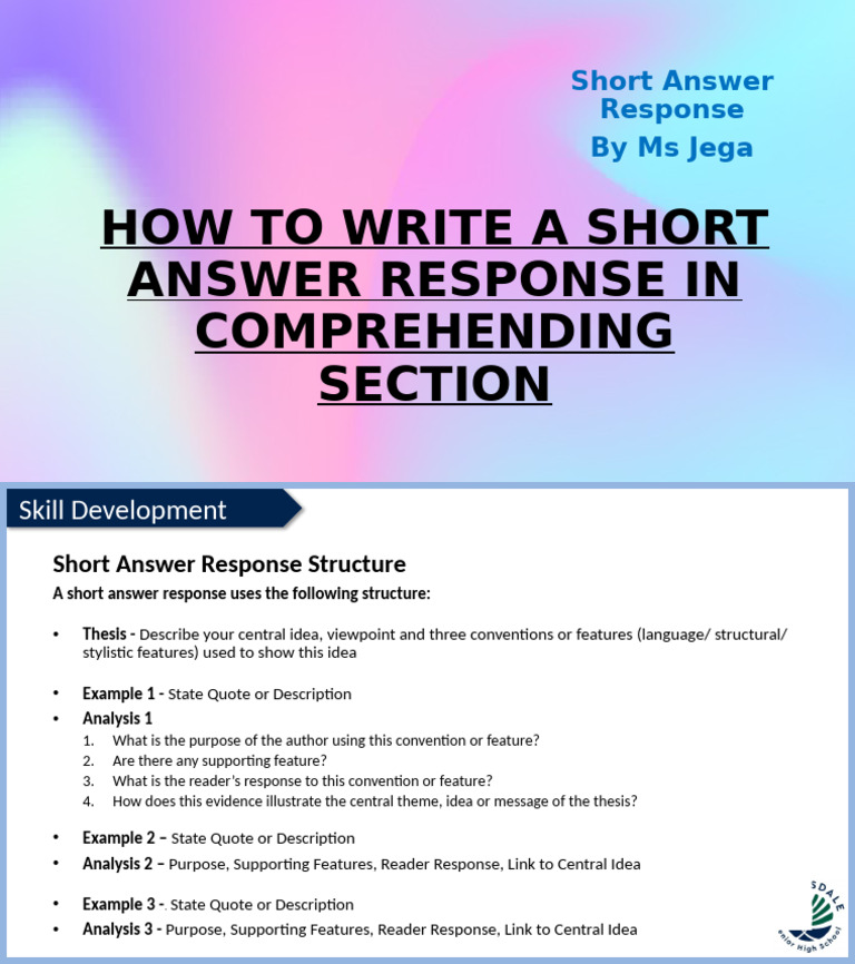 How To Write A Short Answer Response - Notes | PDF