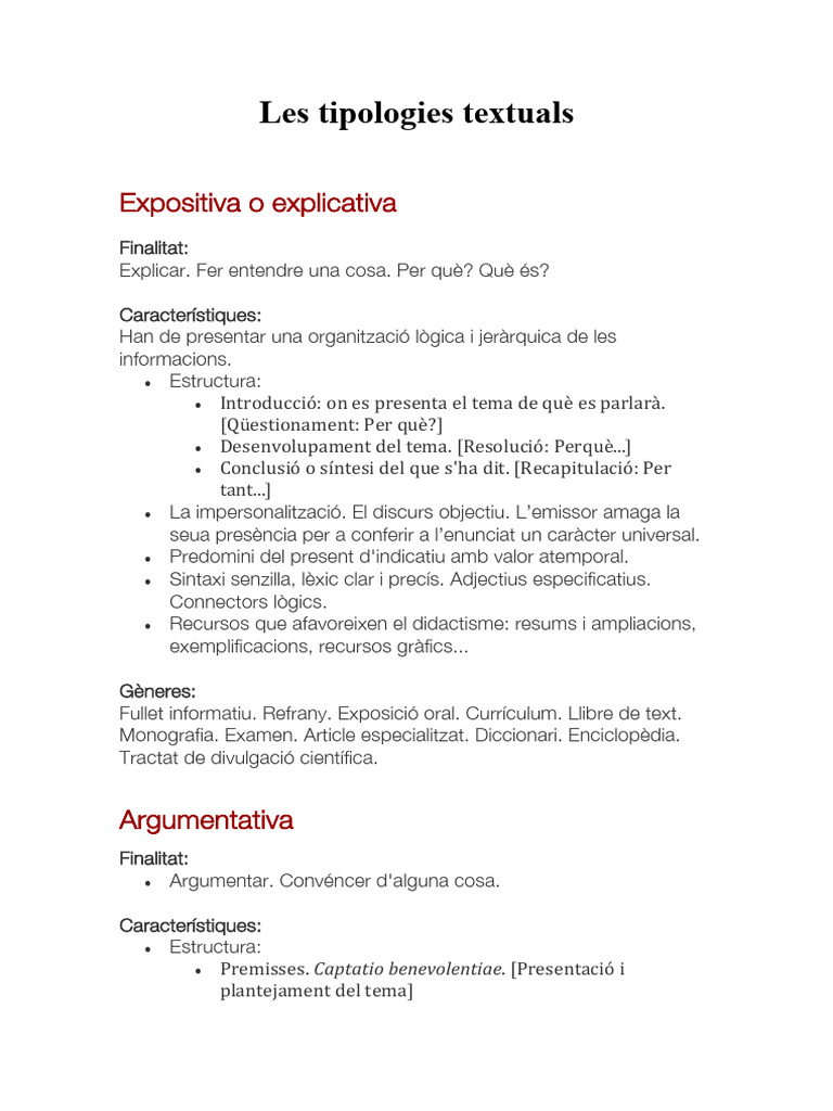 Les Tipologies Textuals | PDF